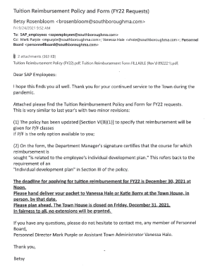 Fillable Online Tuition Reimbursement Policy and Form (FY22 Requests ...