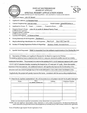 Fillable Online SPECIAL PERMIT APPLICATION FORM - Town of Southborough ...