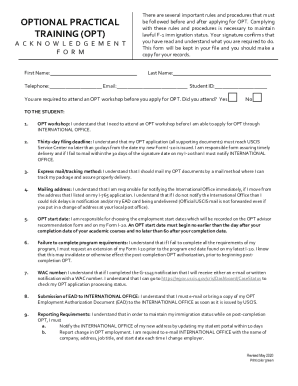 Fillable Online Post-Completion OPT Acknowledgement Form Fax Email Print - pdfFiller