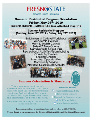 Fillable Online First-Year Summer Orientation - Student Life Guide Fax ...