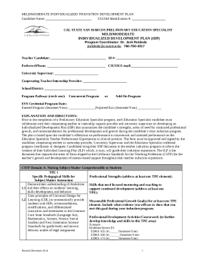 Program: Education Specialist: Mild/Moderate Disabilities and ... Doc Template | pdfFiller