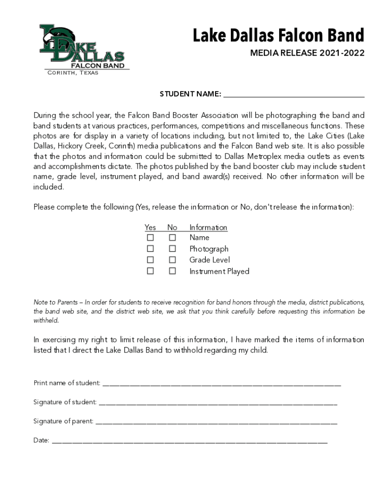 Fillable Online Registration Forms 2021 - Lake Dallas ISD Fax Email Print - pdfFiller