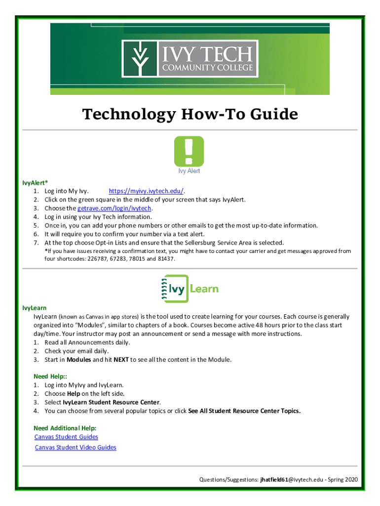 Fillable Online Online Student Portal - Ivy Tech Community College of ...