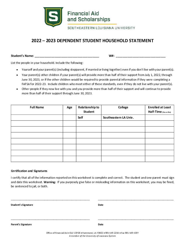 Fillable Online 20222023 Verification Worksheet (V5) Dependent Student Fax Email Print - pdfFiller