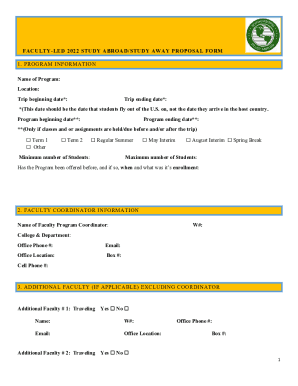 Fillable Online faculty-led 2022 study abroad/study away proposal form Fax Email Print - pdfFiller