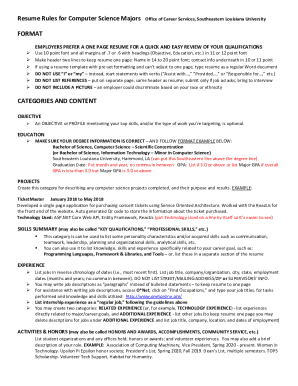 Fillable Online Computer Science Resume Template and Example (With Tips ...