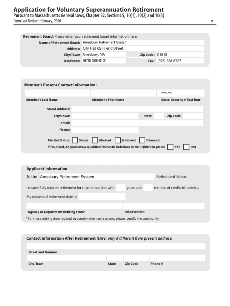 Fillable Online Application for Voluntary Superannuation Retirement ...