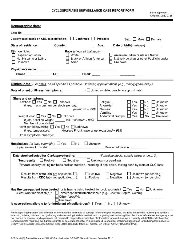 Fillable Online dphhs mt Cyclosporiasis Surveillance Case Report Form - dphhs Fax Email Print ...