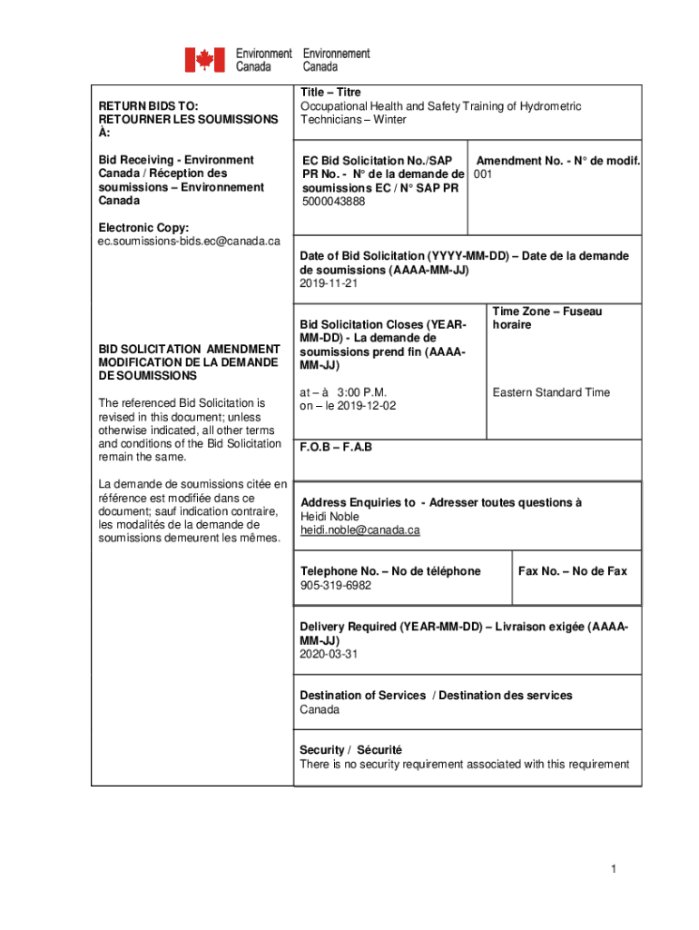 Fillable Online Occupational Health and Safety Training - Tender Notice ...