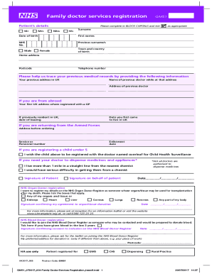 Fillable Online GMS1 family doctor services registration form (PDF ...