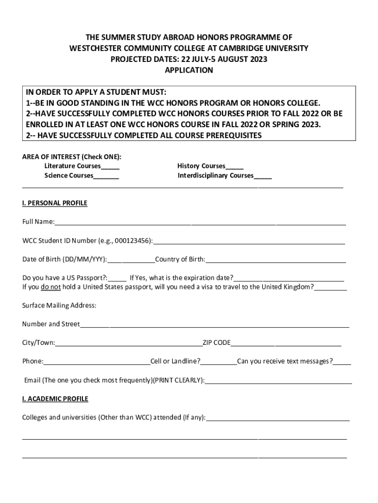Fillable Online Study Abroad Application PDF Fax Email Print - pdfFiller