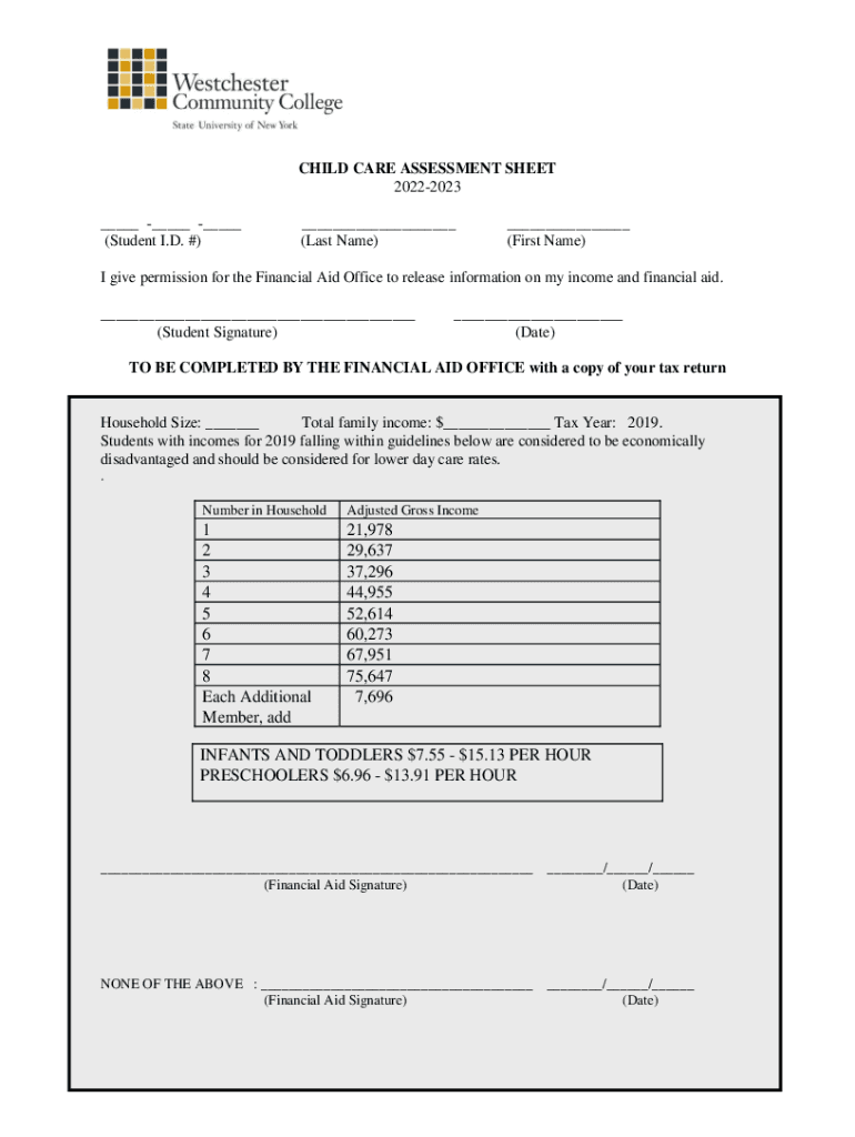 Fillable Online Child-Care-Assessment-Sheet Fax Email Print - pdfFiller