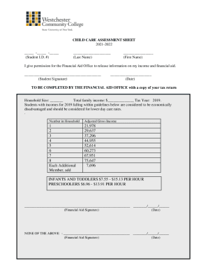 Fillable Online Child Care Assessment sheet Fax Email Print - pdfFiller