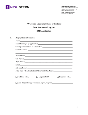 Fillable Online Financial Aid Contact Us - NYU Stern Fax Email Print - pdfFiller