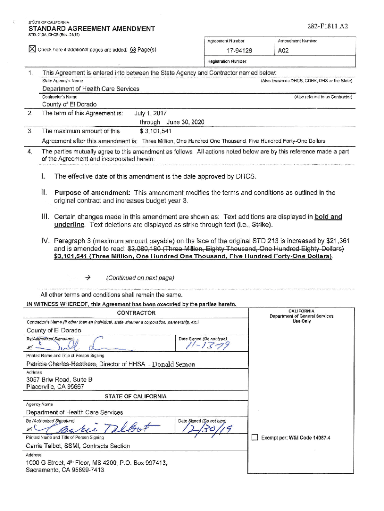 Fillable Online Standard Agreement Amendment - Merced County Fax Email ...