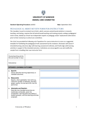 Fillable Online pedagogical merit review form for instructors Fax Email ...