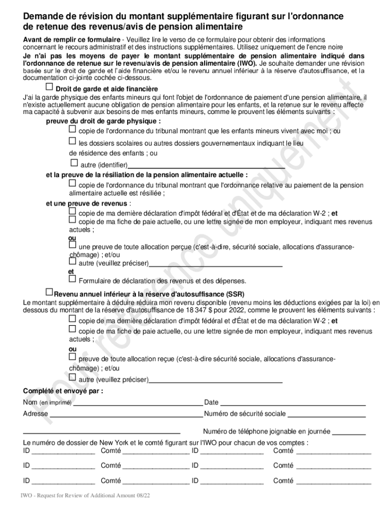 Fillable Online childsupport ny Request For Review of the Additional ...