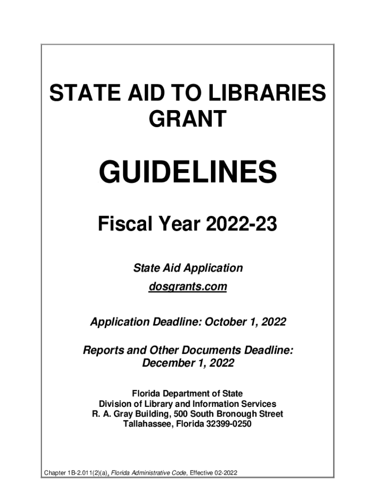 Fillable Online State Aid to Libraries - Florida Department of State ...