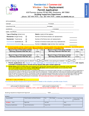 Fillable Online Residential / Commercial WindowDoor Replacement Permit ...