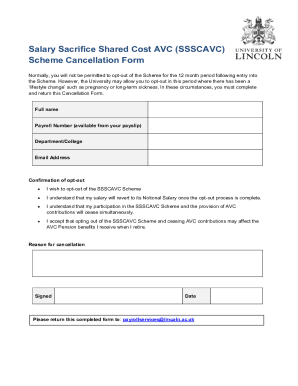 Fillable Online Shared Cost AVC Scheme - Salary Sacrifice Agreement ...