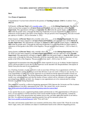 SAMPLE - UCI TA Appointment Notification Letter - ap ucsb Doc Template ...