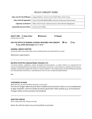 Fillable Online POLICY CONCEPT FORM INSTRUCTIONS AND GUIDELINES Fax ...