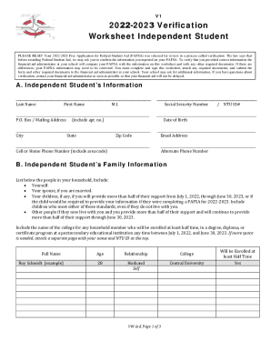 Fillable Online INDEPENDENT VERIFICATION WORKSHEET (V1) 2022 Fax Email ...