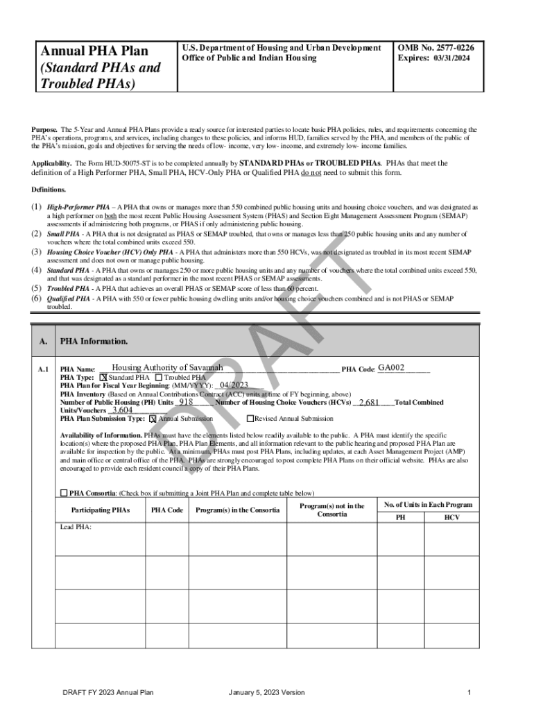 Fillable Online PHAs operations, programs, and services, including ...