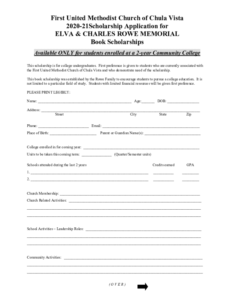 Fillable Online First United Methodist Church of Chula Vista - Find A ...