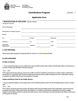 Fillable Online Application Form - Contributions Program Fax Email Print - pdfFiller