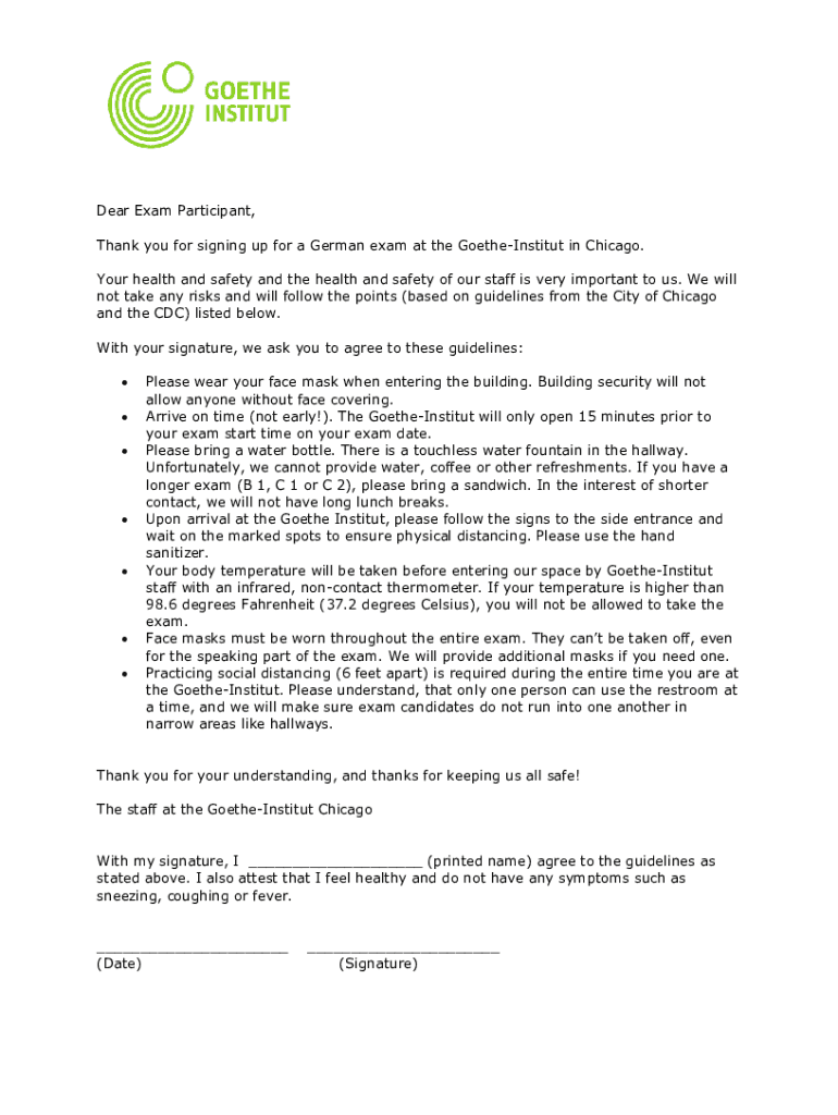 Fillable Online Dear Exam Participant, Thank you for your interest in ...