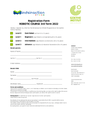 Fillable Online Robotic for Children - Robotics and Namibian Youth Fax ...