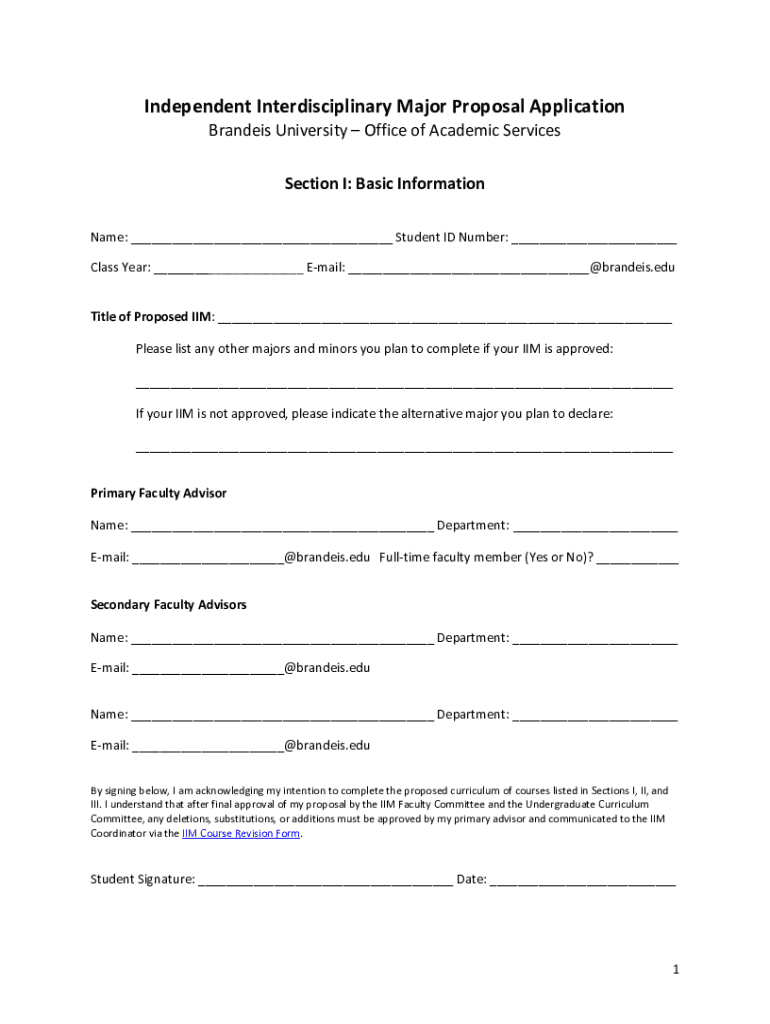 Fillable Online Independent Interdisciplinary Major Proposal ...