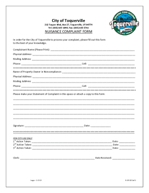 Fillable Online Nuisance complaint Fax Email Print - pdfFiller