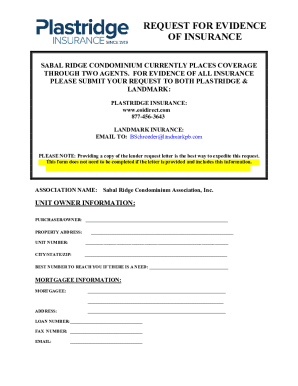 Fillable Online Request for Evidence Property Insurance Fax Email Print ...