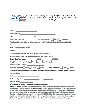 Fillable Online Residential Building Air Leakage Test Form Fax Email ...