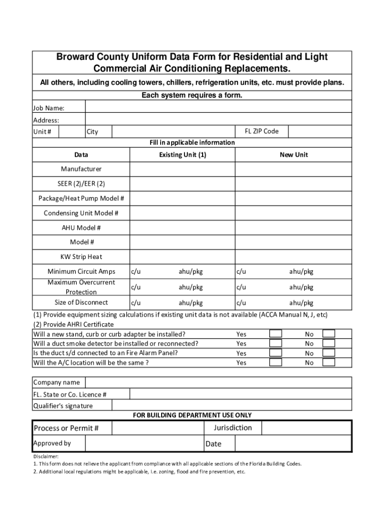 Fillable Online Fillable Broward County Uniform Data Form for Residential ... Fax Email Print ...