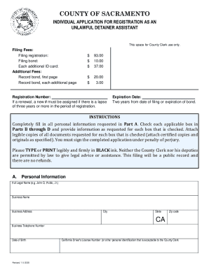 Fillable Online county of sacramento - individual application for ...