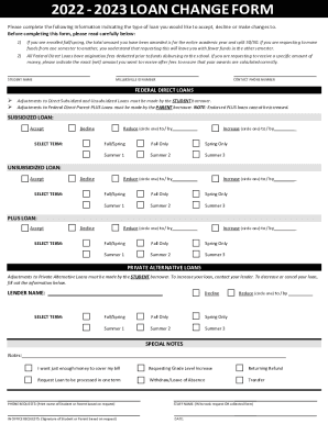 Fillable Online Loan Change Request Form 2022-2023 - Clarion University ...