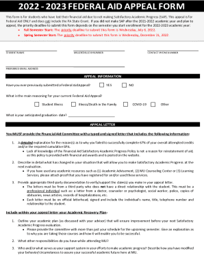 Fillable Online 2022 - 2023 FEDERAL AID APPEAL FORM Fax Email Print - pdfFiller