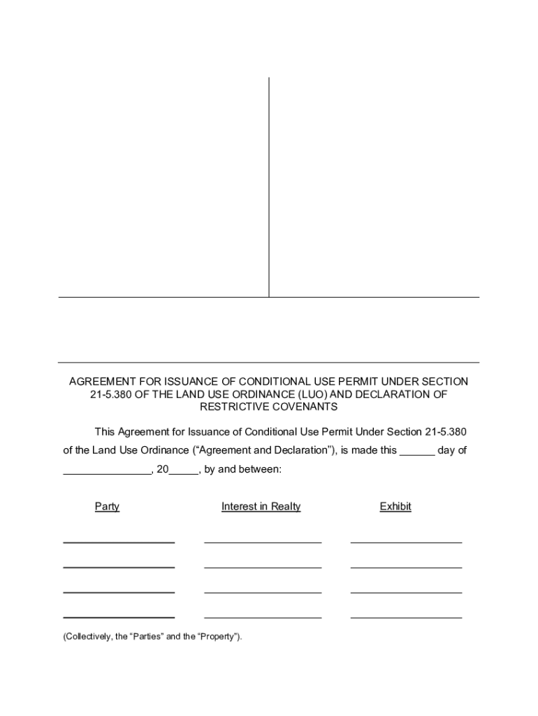Fillable Online agreement for issuance of conditional use permit for ...