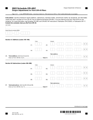 Fillable Online 2022 Form OR-40, Oregon Individual Income Tax Return ...
