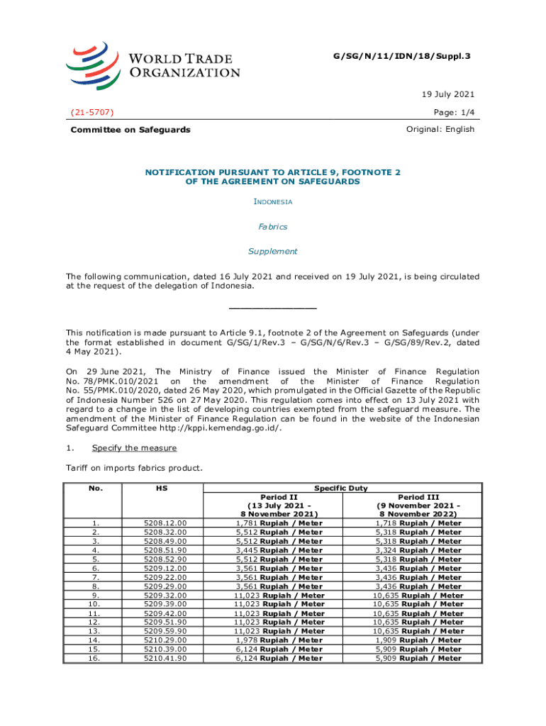 Fillable Online Agreement on Safeguards(WTO) Fax Email Print - pdfFiller