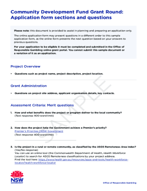 Fillable Online Community Development Fund Grant Round: Application ...