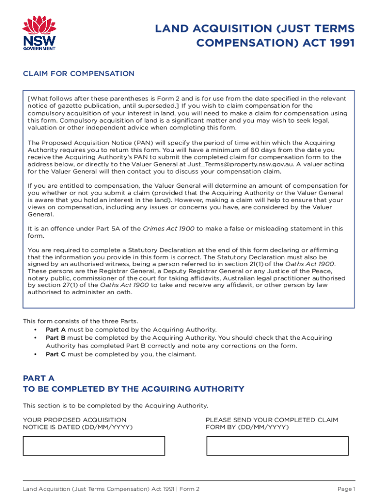 Fillable Online Form 2 - Claim for Compensation Fax Email Print - pdfFiller