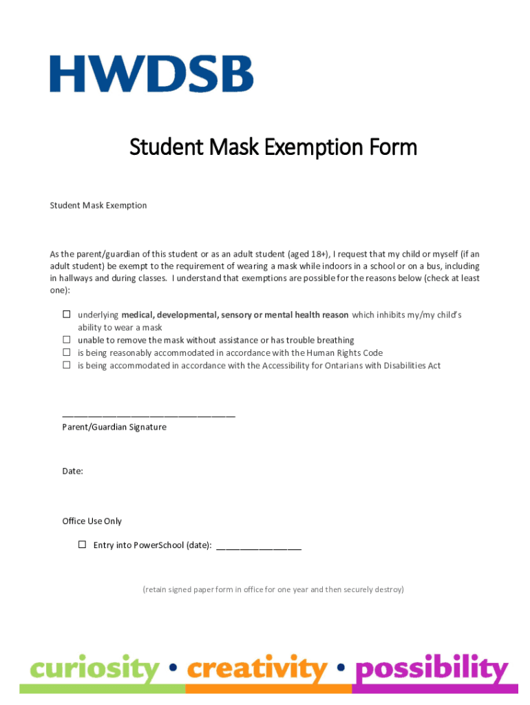 Fillable Online Student Mask Exemption Form Fax Email Print PdfFiller fillable-online-student-mask-exemption-form-fax-email-print-pdffiller