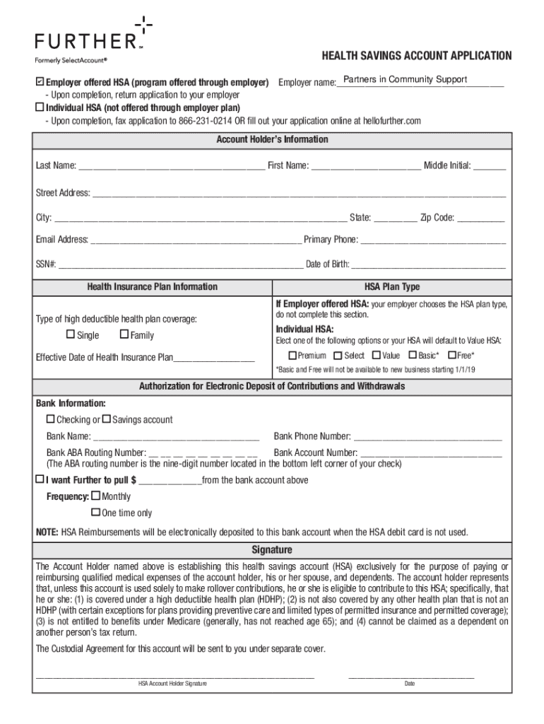 Fillable Online A health savings account (HSA) offers your employees a ...