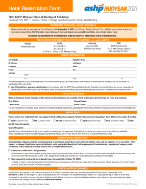 Fillable Online Hotel Room Block Request Form - ASHP Midyear Fax Email ...