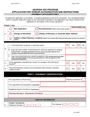 Fillable Online Georgia WIC Program Application for Vendor ...