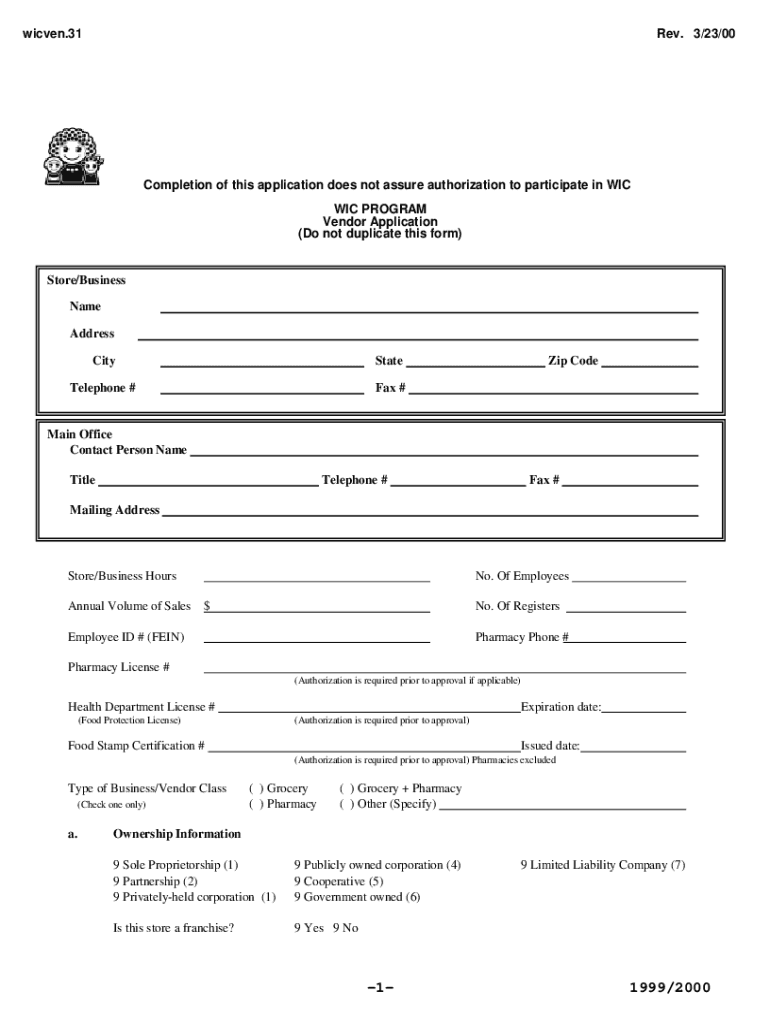 Fillable Online wicven.31 Rev. 3/23/00 Completion of this application ... - AWS Fax Email Print ...